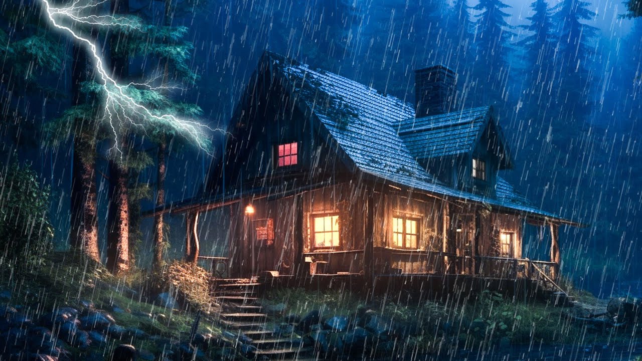 Fall asleep instantly with heavy rain & powerful thunder at night ...