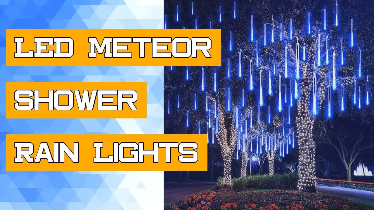 LED Meteor Shower Rain Lights Waterproof Falling Raindrop Fairy String ...