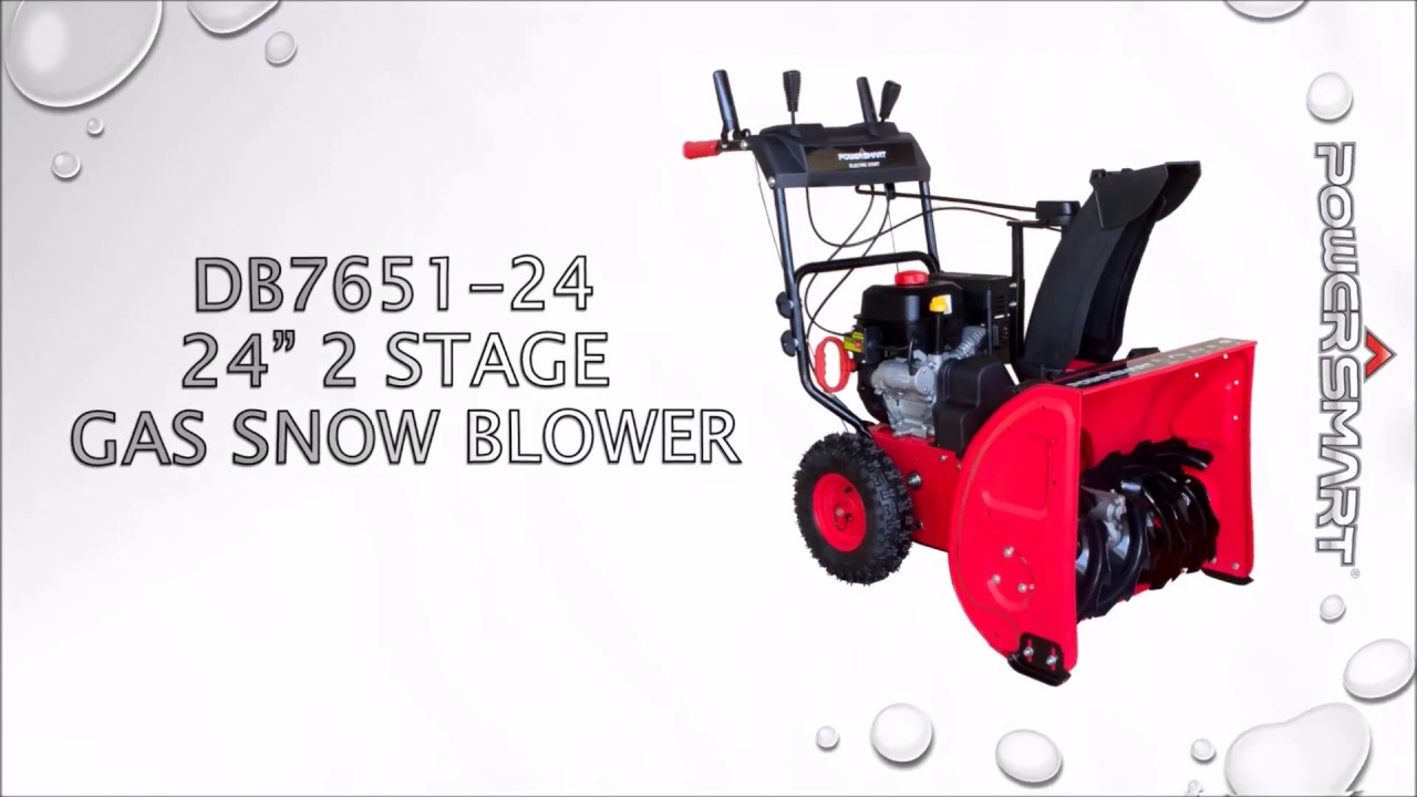DB765124 24” 2 STAGE GAS SNOW BLOWER - 212CC OHV - YouTube