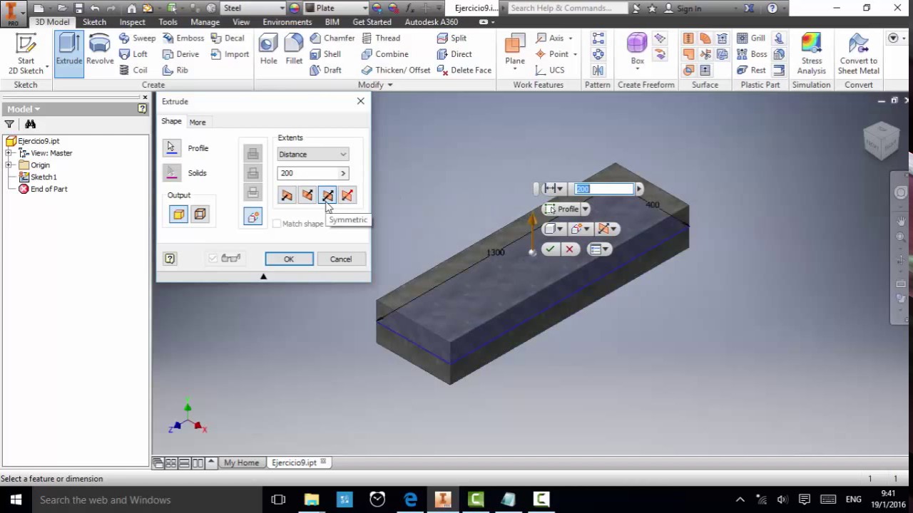 Advance Modeling Shell Autodesk Inventor 2016 Youtube