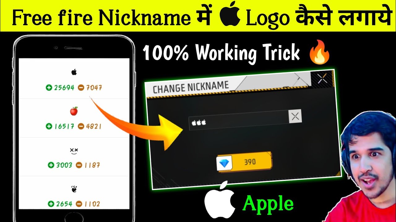 How to use apple logo in free fire name || Apple symbol in free fire ...