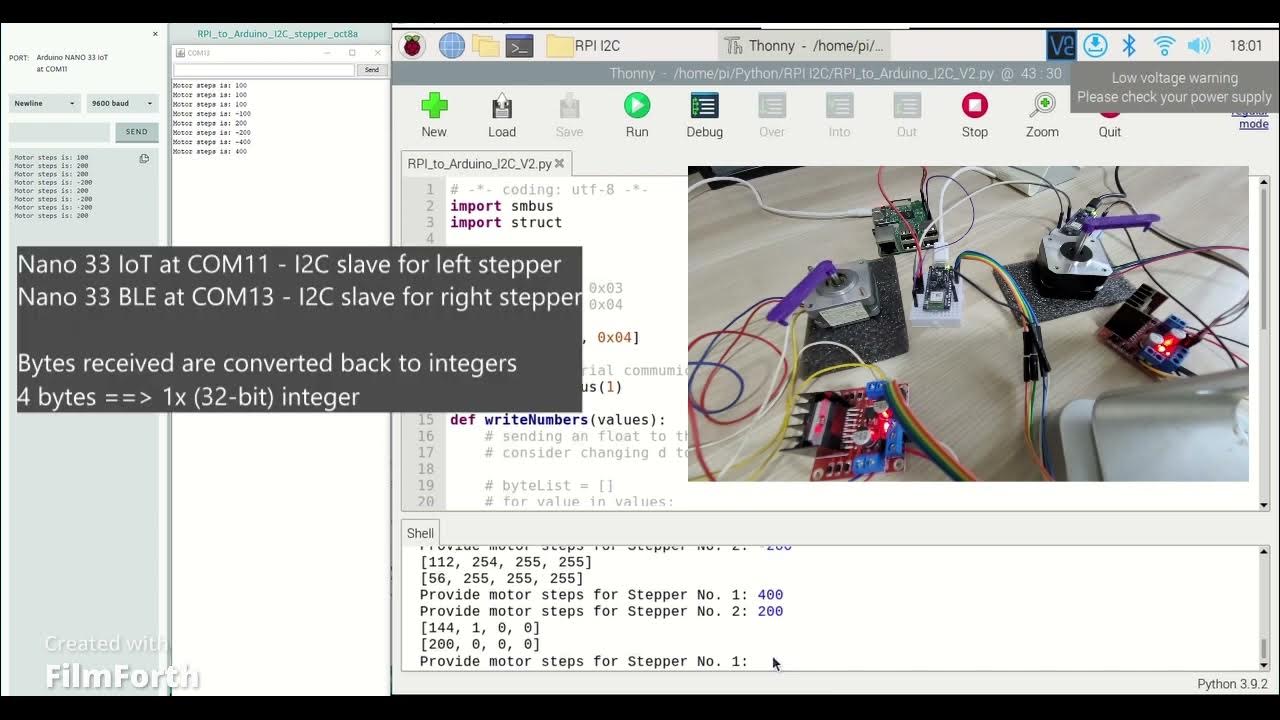 Raspberry Pi control 2x stepper motor via I2C with 2x Arduino - YouTube