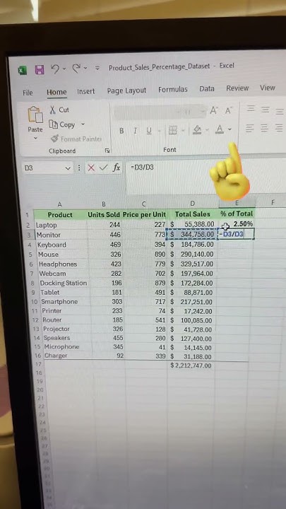 Excel interview trick.. percentage of sales#excel #spreadsheetmagic #microsoftexcel #exceltips ...