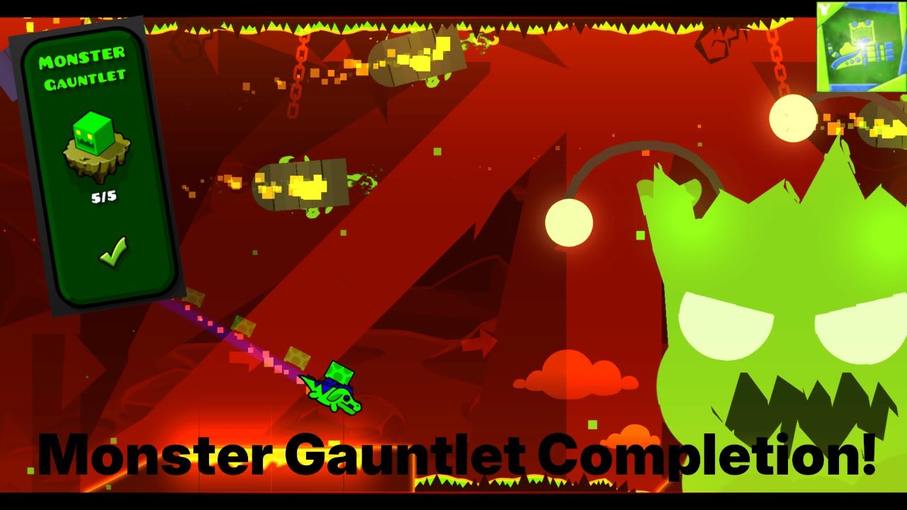 Geometry Dash - Monster Gauntlet Completed! - YouTube
