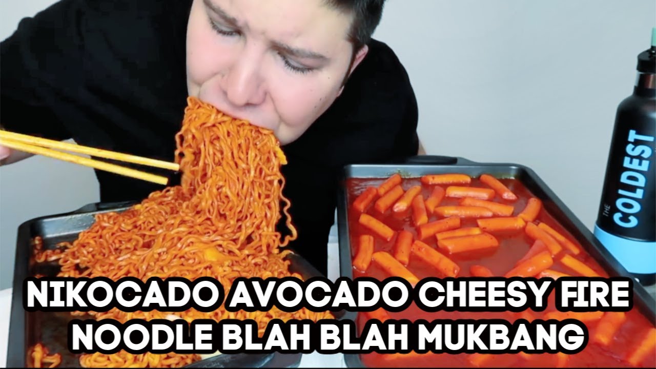 Nikocado Avocado Cheesy Fire Noodle Blah Blah Mukbang | Reaction - YouTube