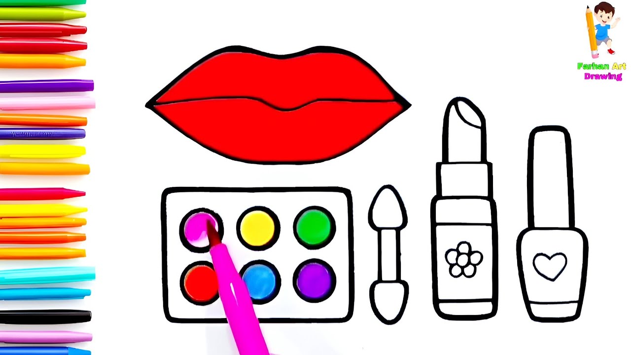 How to draw easy makeup kit drawing for kids and beginners | Beautiful ...