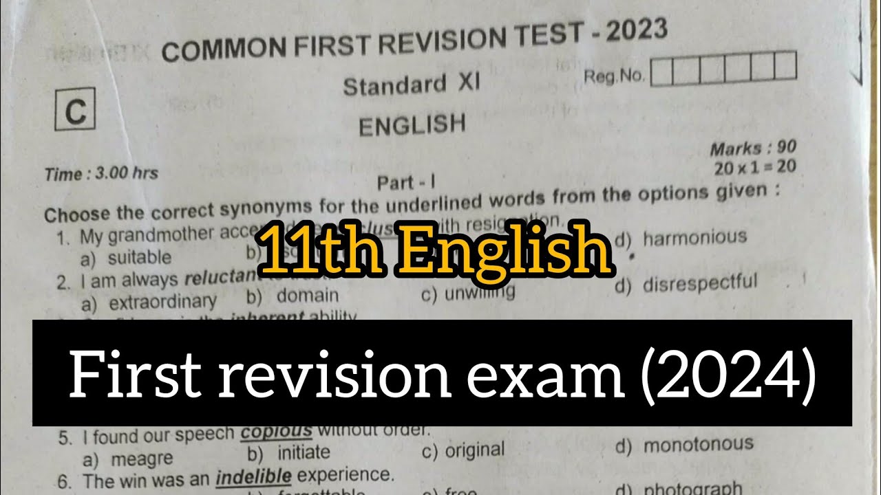 11th English First Revision Exam Question Paper 2024 Model Question 11th English First Revision Exam Question Paper 2024 Model Question
