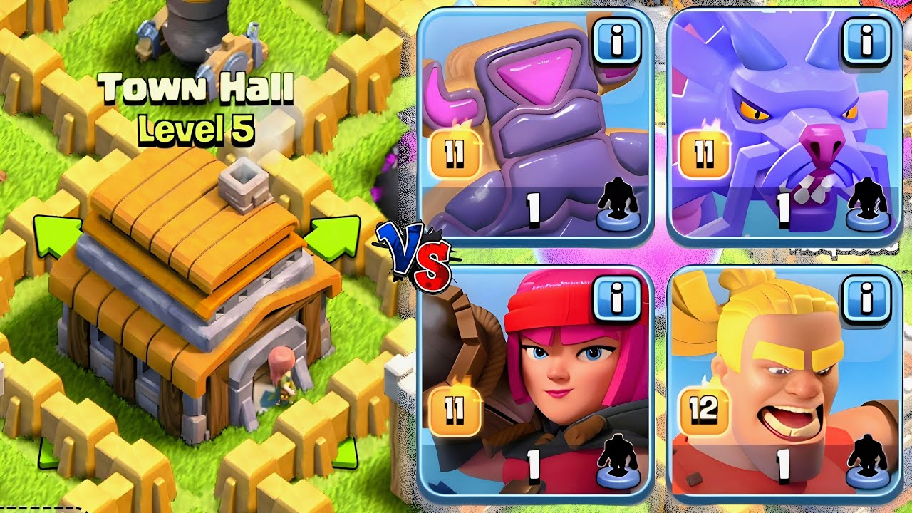 Temporary Troops vs Town Hall 5 (Clash of Clans) - YouTube