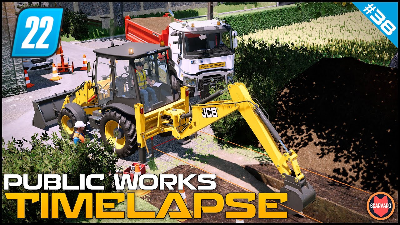 🚧 Digging A Trench For A Pipeline With A JCB Backhoe Loader ⭐ FS22 City ...