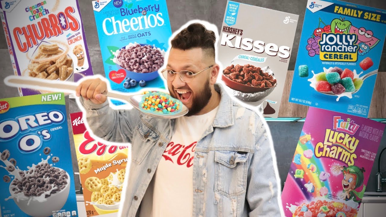 Trying all the NEW WEIRD CEREALS of 2020 !! - Strange Cereal Challenge ...