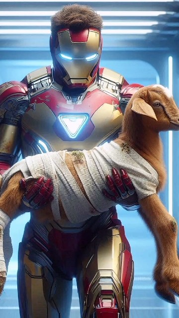 iron man brings a goat to his home 🥰 | iron man rescues the goat 😱 # ...