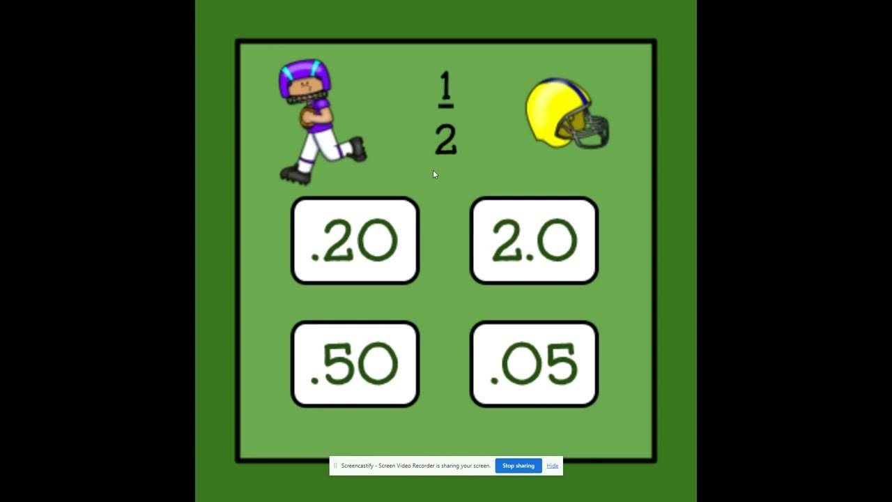 Super Bowl/Football Version - Fractions/Decimals/Percentages Slide Game ...