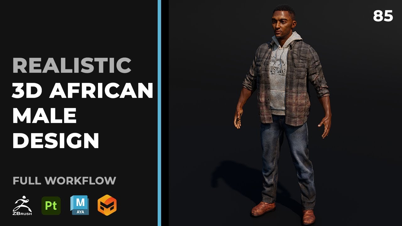 85 SKIN,EYE AND FINGHERS LOOKDEV IN ARNOLD REALISTIC 3D AFRICAN MALE ...