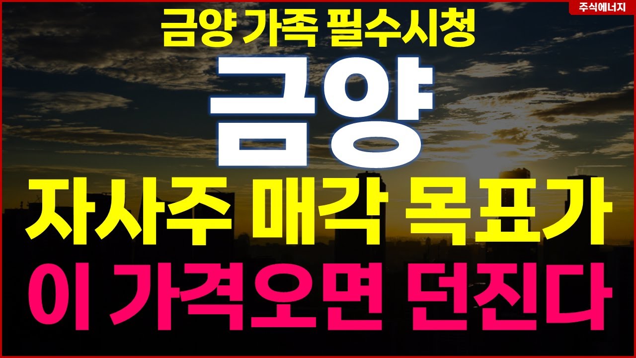 금양 자사주 매각 목표가 이 가격오면 던진다 금양 가족 필수시청 리튬 하이드로리튬 이엔플러스 포스코케미칼 금양주가 에코
