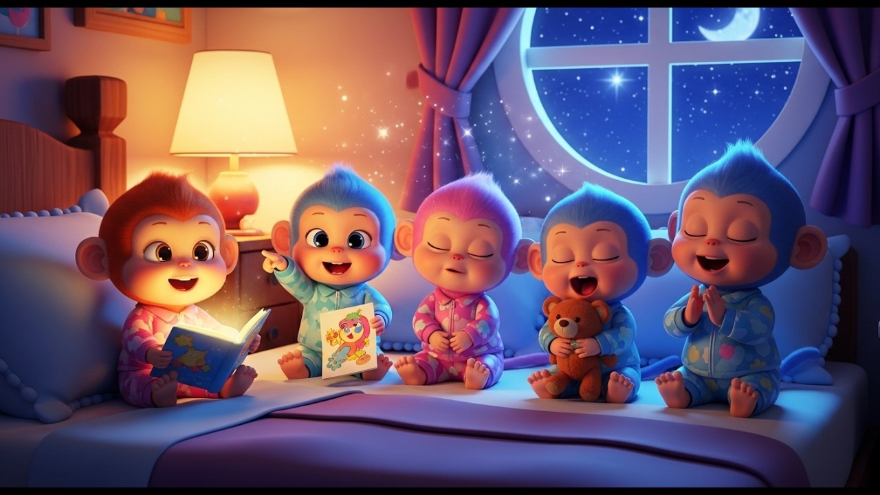 Five Little Monkeys 🐒 | A Bedtime Learning Adventure for Kids 🌙 - YouTube