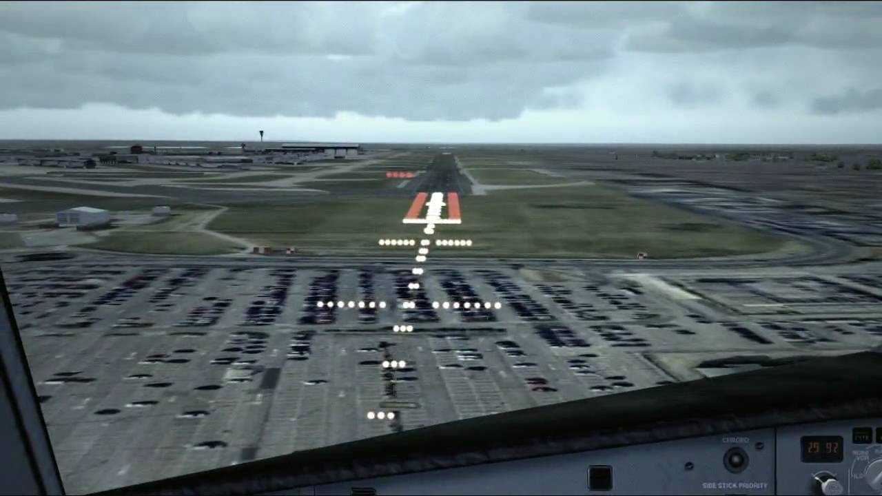Virgin atlantic Airbus A340 Landing at Heathrow airport (cockpit view ...