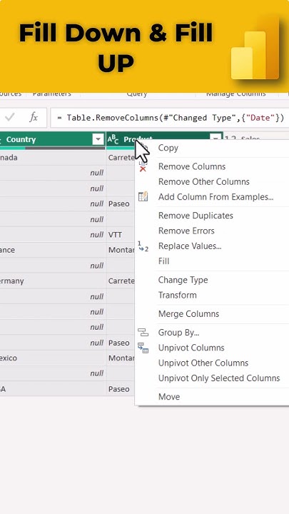 Power Query - How to use FILL UP and FILL DOWN using #powerquery | Part 6 #powerbi #mcode - YouTube