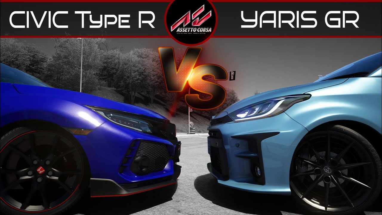 CIVIC Type R VS Yaris GR - Drag test + Miseluk 2 Laps | ASSETTO CORSA ...