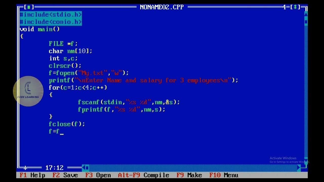 C Language File Handling 4 Fprintf Fscanf Codelearning Youtube