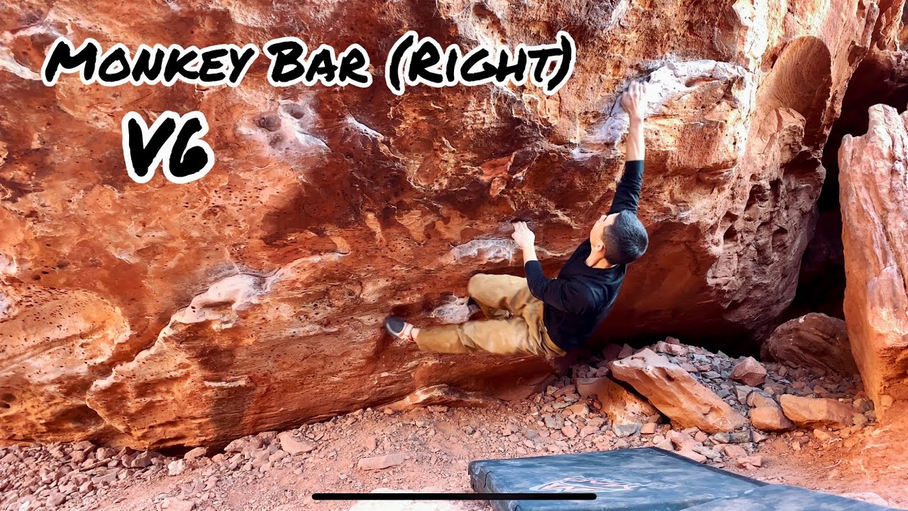 Monkey Bar Right - V6 (Red Rock) - YouTube