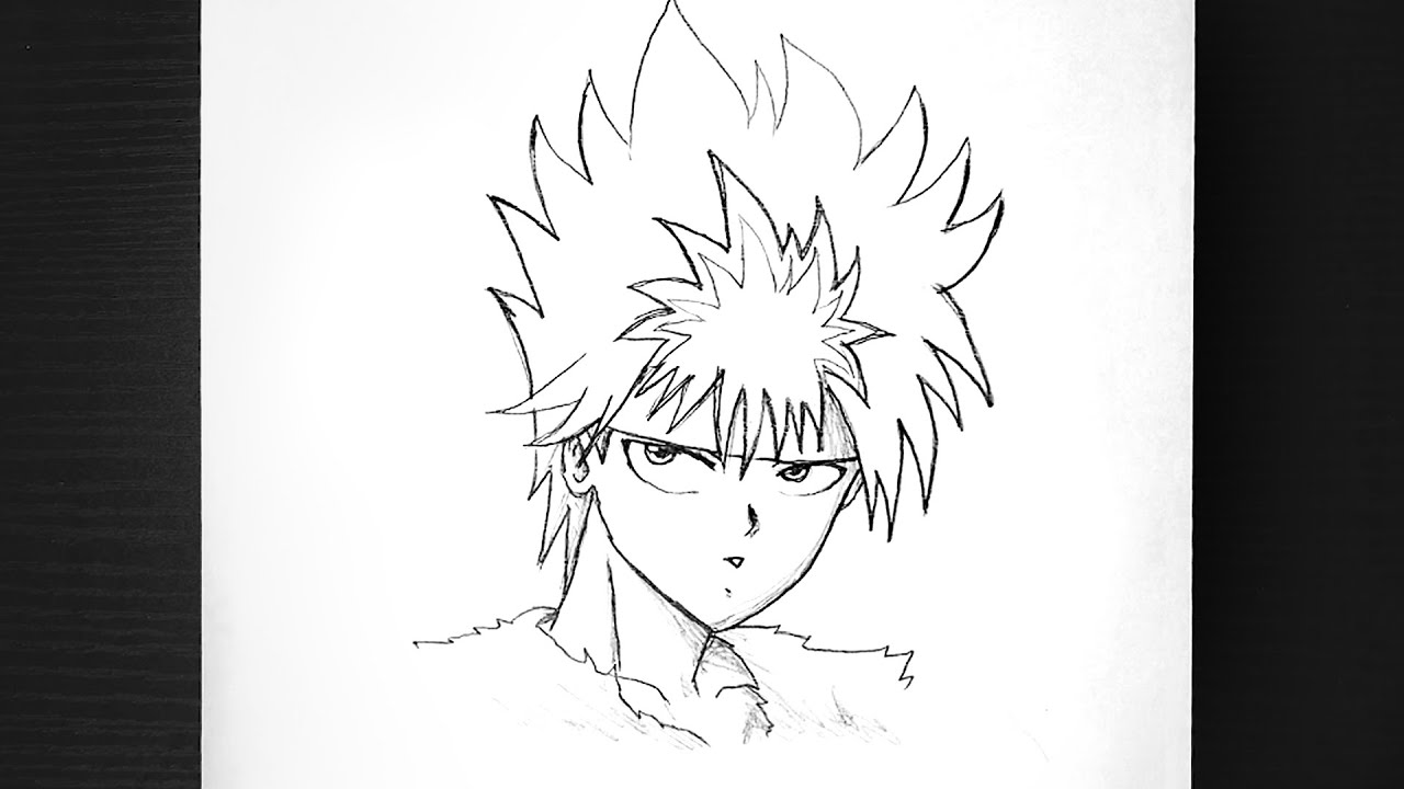 How to draw Hiei | YuYu Hakusho Anime drawing tutorial step by step for ...