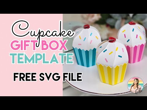 3D Paper Cupcake Gift Box Free SVG Template