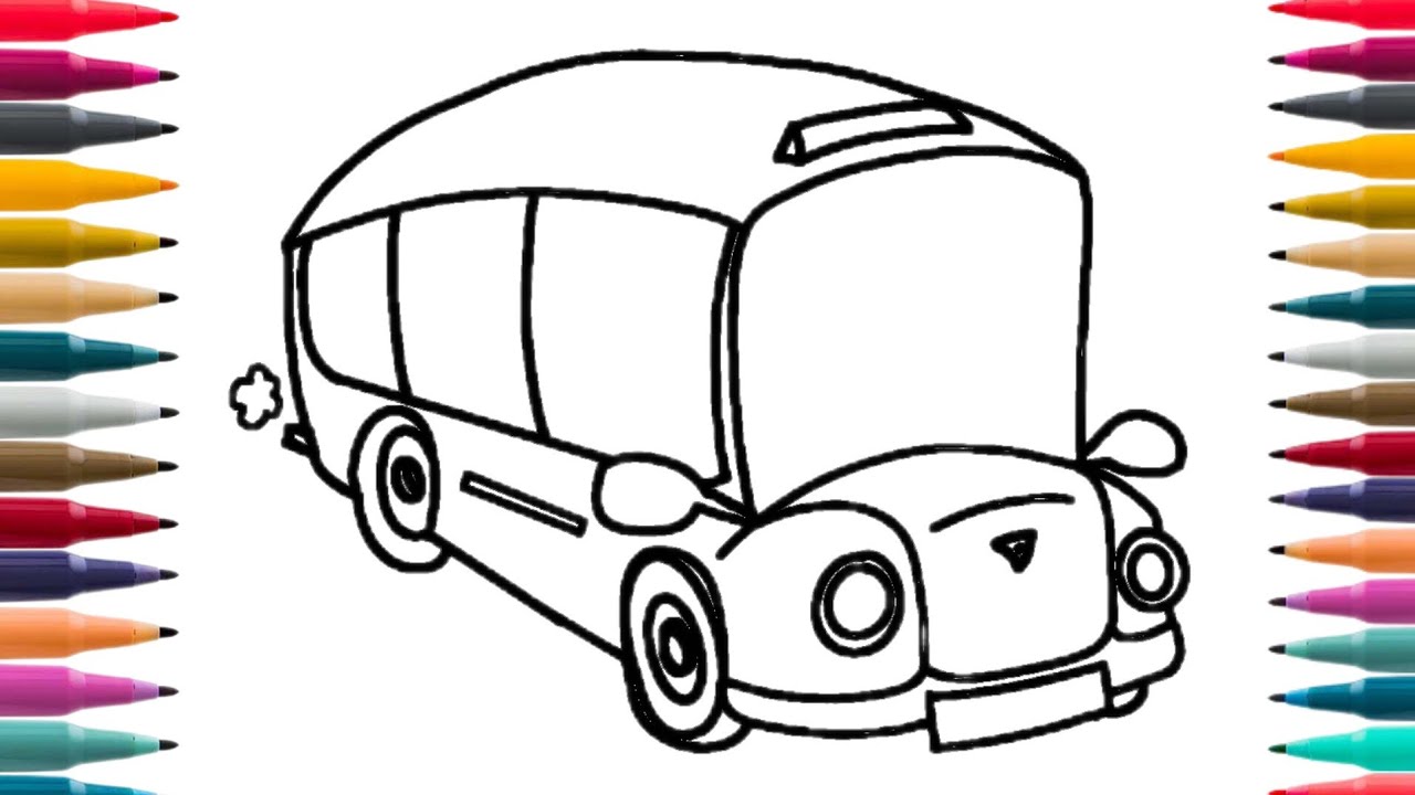 bus drawing and colouring for kid's | how to painting beautiful bus 🚌 ...