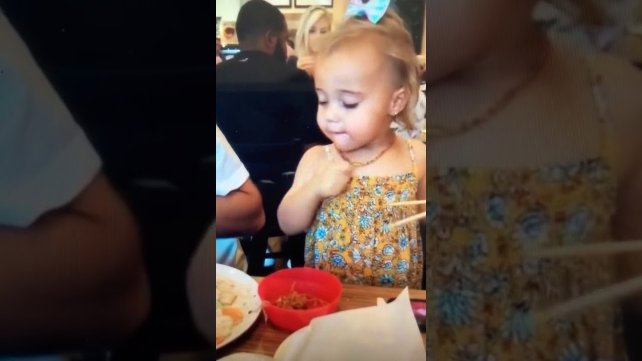 Little girl wiping face on her dads sleeve - YouTube