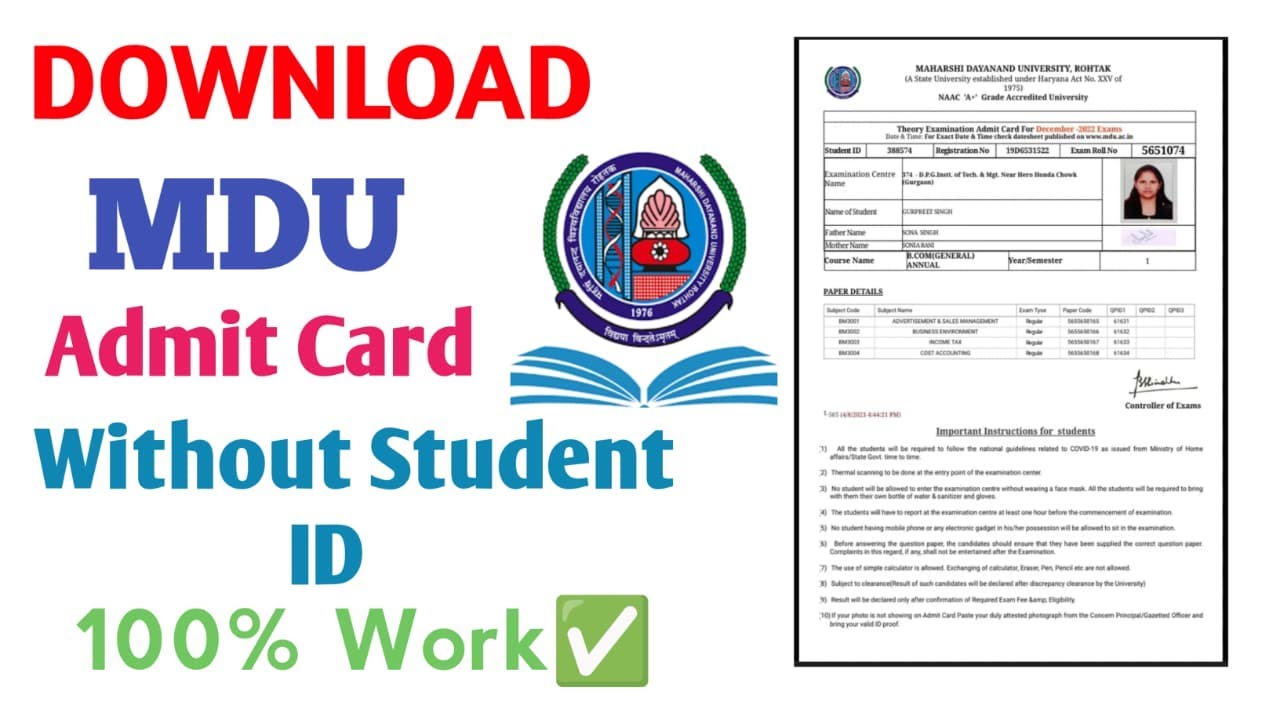 Mdu Exams 2025 Mdu Admit Card Mdu Admit Card 2025 Mdu Datesheet 2025 # ...