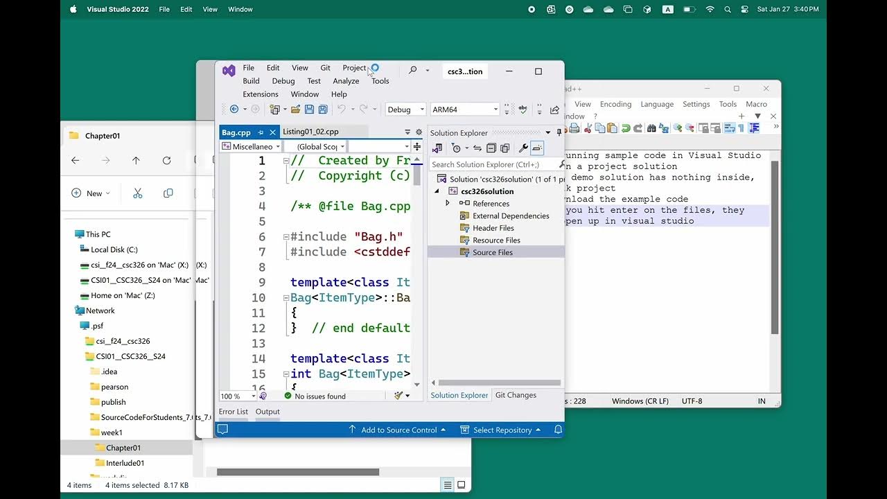 csc326 demo running example code visual studio (windows) - YouTube