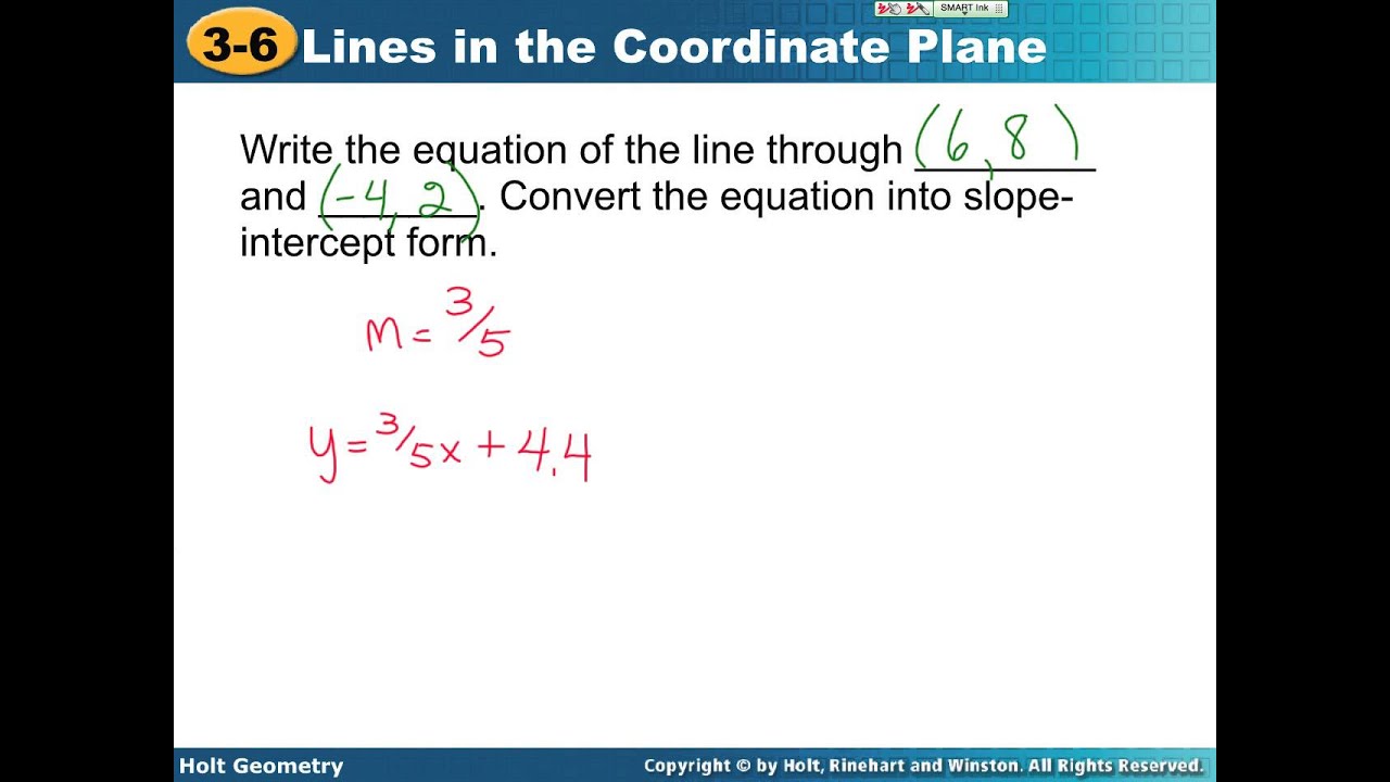 Geometry Lesson 3.6&3.4 Equations of Lines - YouTube