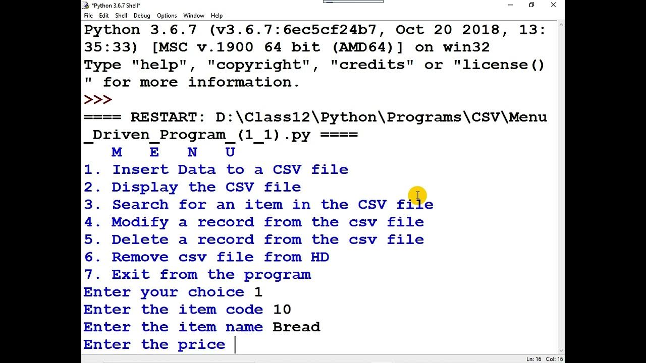 roypaulmca CSV Menu Driven Part 6 of 6 - YouTube