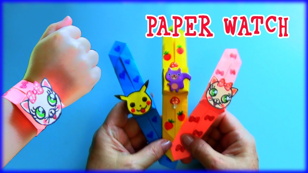 Beautiful origami PAPER CLOCK ⌚. DIY toy. Cute kitten 🐱, Pikachu ...