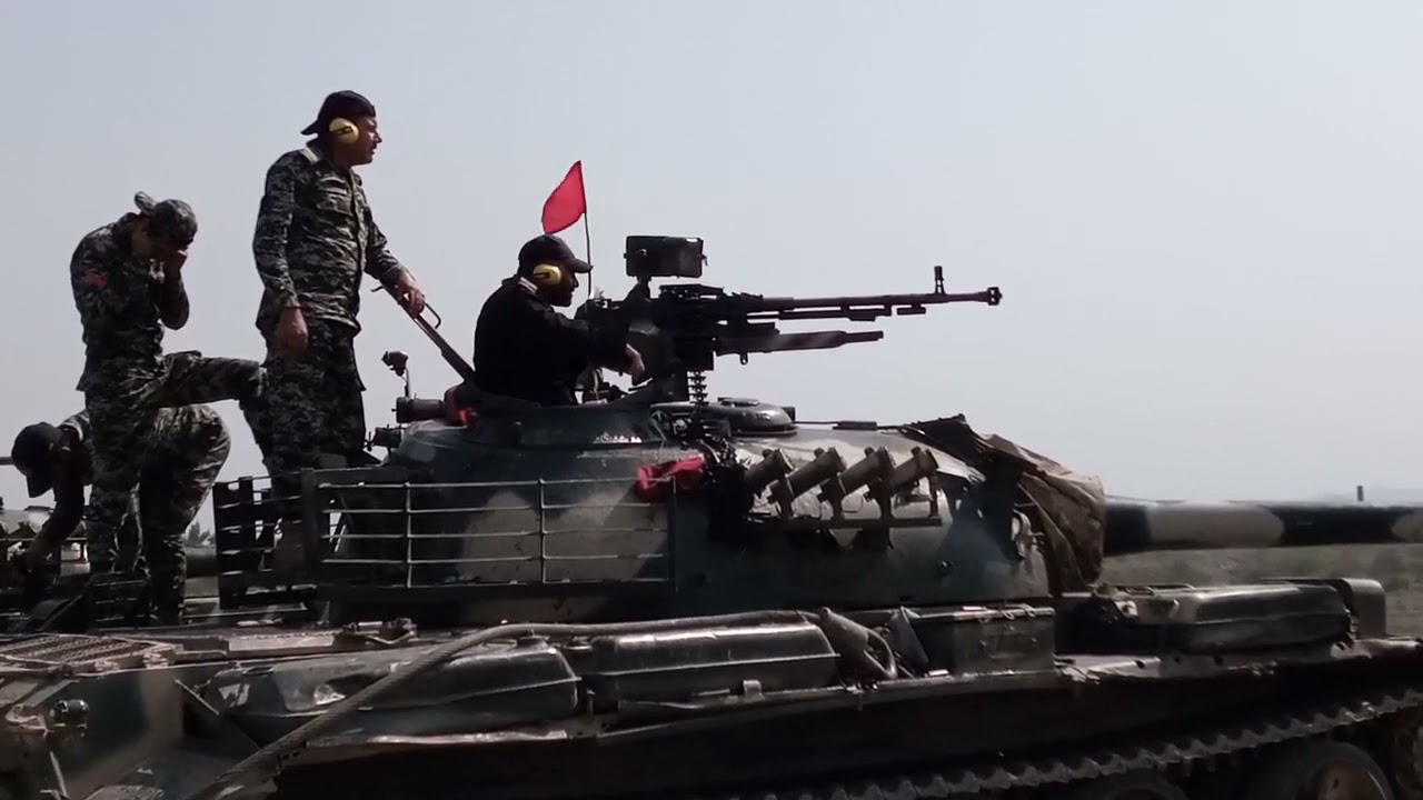 Firing a DShK Heavy machine gun on a tank - YouTube