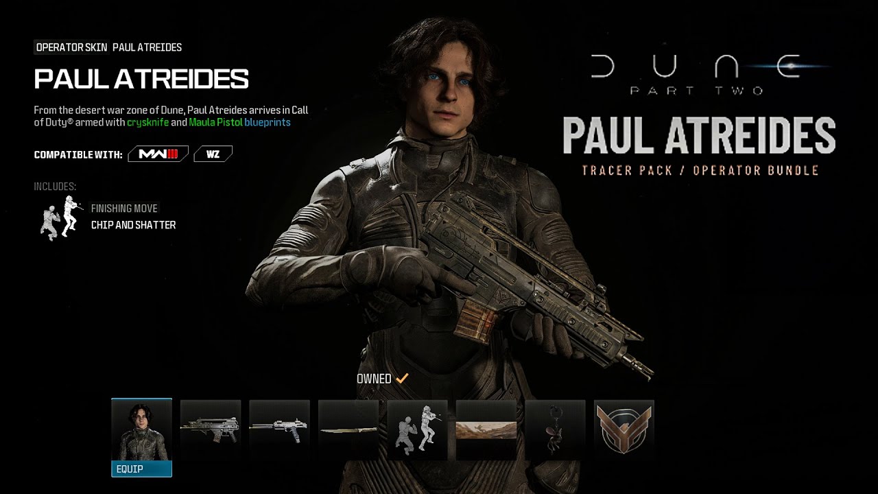 DUNE PAUL ATREIDES TRACER PACK OPERATOR BUNDLE - STORE VIEW - SEASON 1 ...