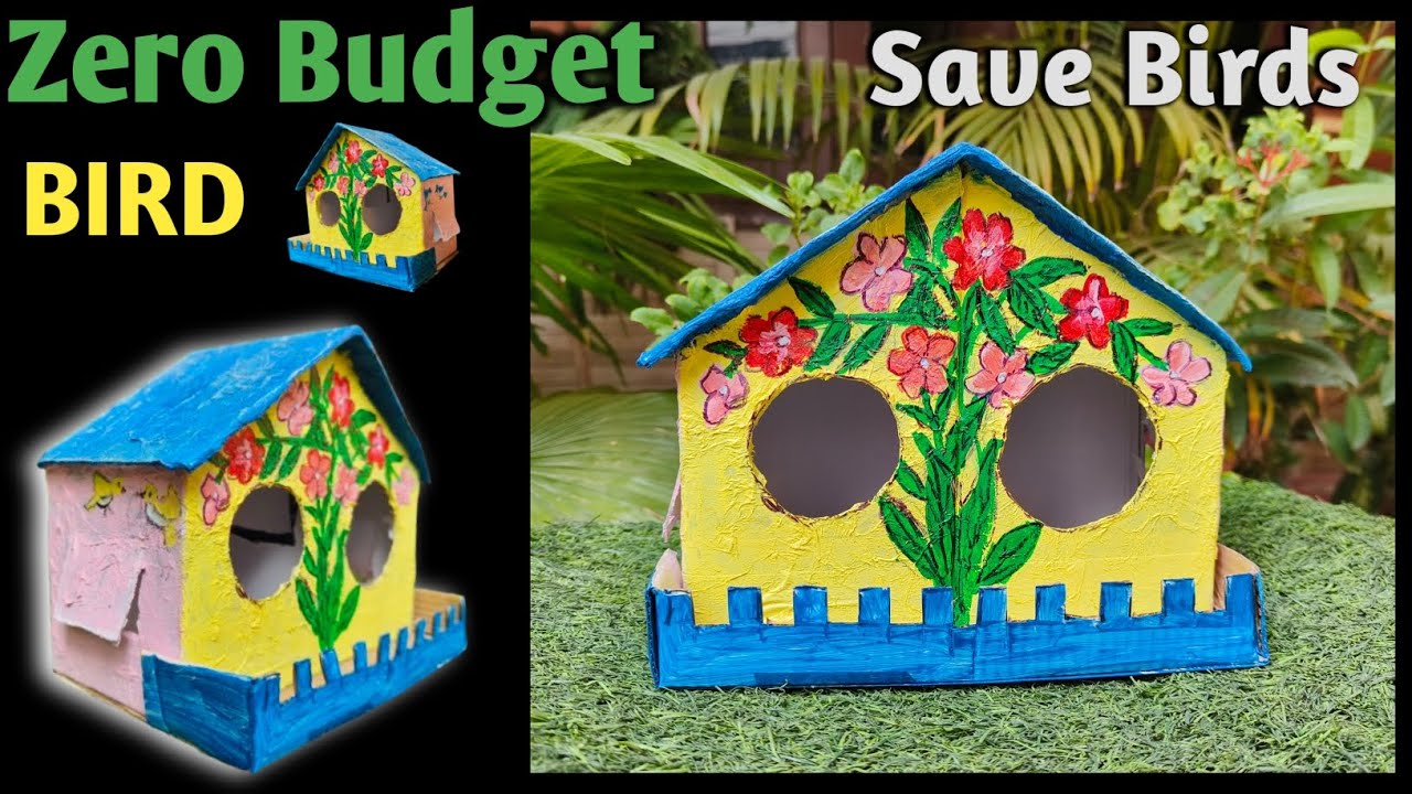 💠Save Birds 🐦| Zero Budget DIY Bird House From Waste Cardboard Boxes ...