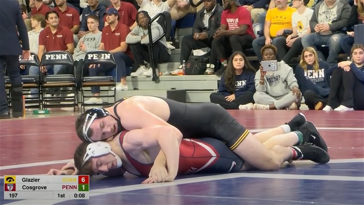 197lbs Zach Glazier (Iowa) vs Martin Cosgrove (Penn) - YouTube