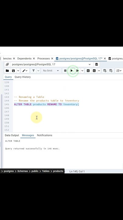 ALTER TABLE To Rename/Change Table Name Of PostgreSQL Table || Best PostgreSQL Tutorial Shorts ...