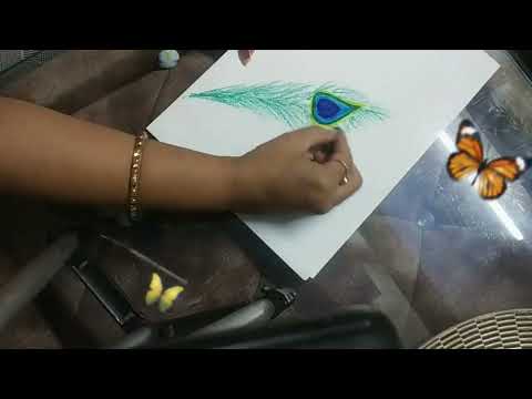 peacock feather | how to make peacock feather with colour#Ivy Art