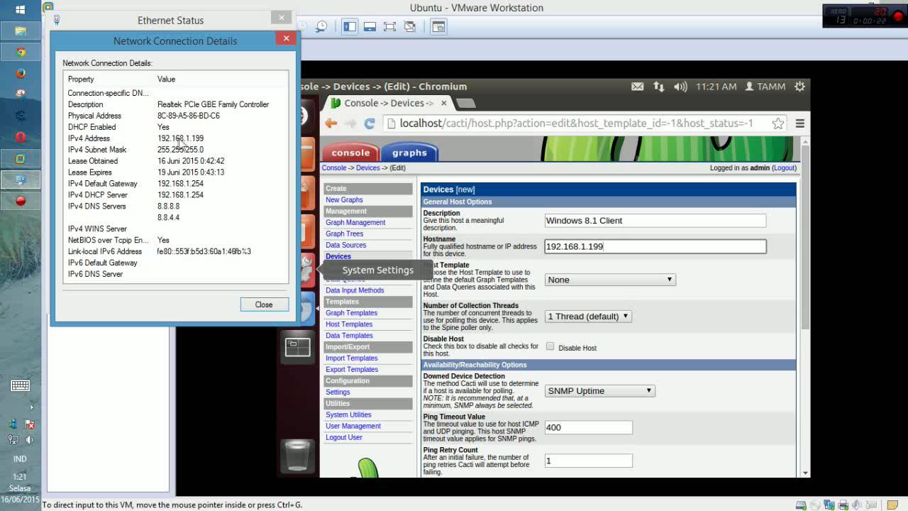 Tutorial Snmp Monitoring With Cacti Server And Client Youtube