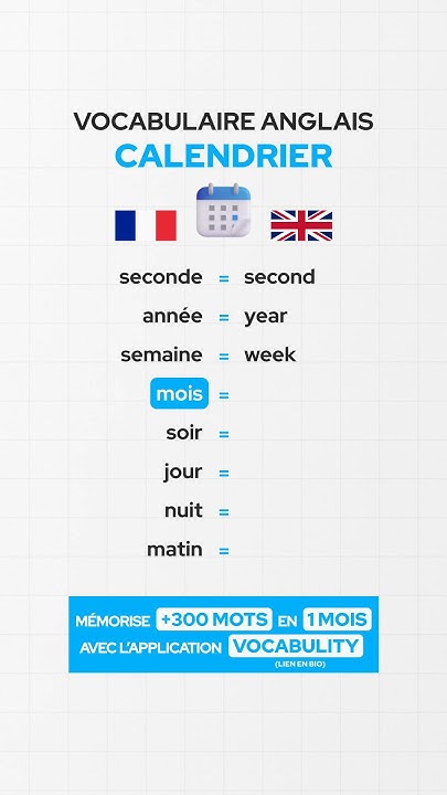 Le vocabulaire anglais du calendrier 🇬🇧 - YouTube