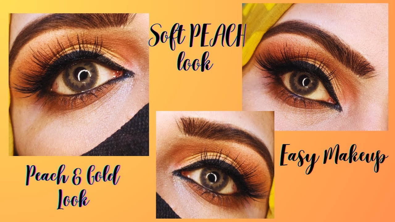 Peach & Gold Soft Look | Simple Eye Makeup | Peachy Eye look Tutorial #makeuplook # ...