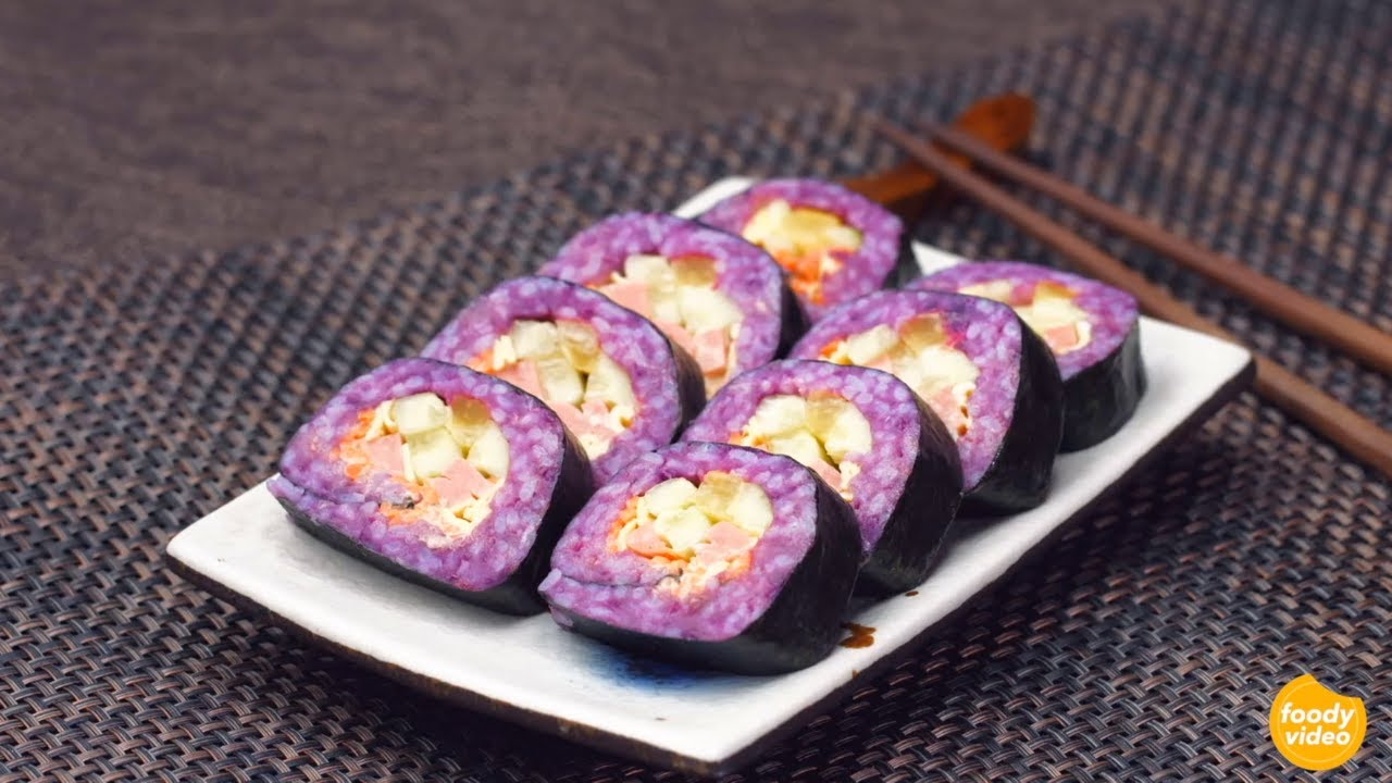 💜 Purple Sweet Potato Sushi recipe 🍣 紫薯寿司 || SUSHI of 2020 you never ...