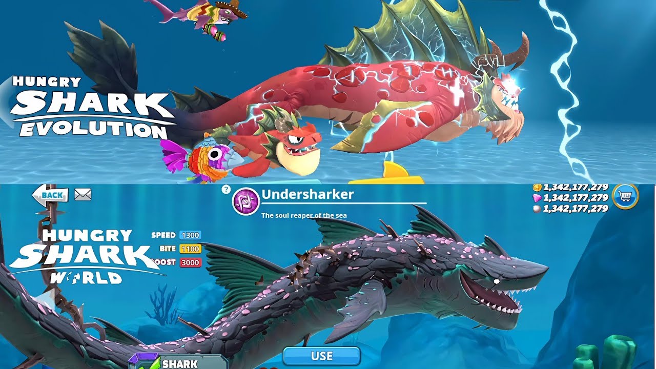 UNDERSHARKER VS SHARKNAROK Hungry Shark World X Evolution - YouTube