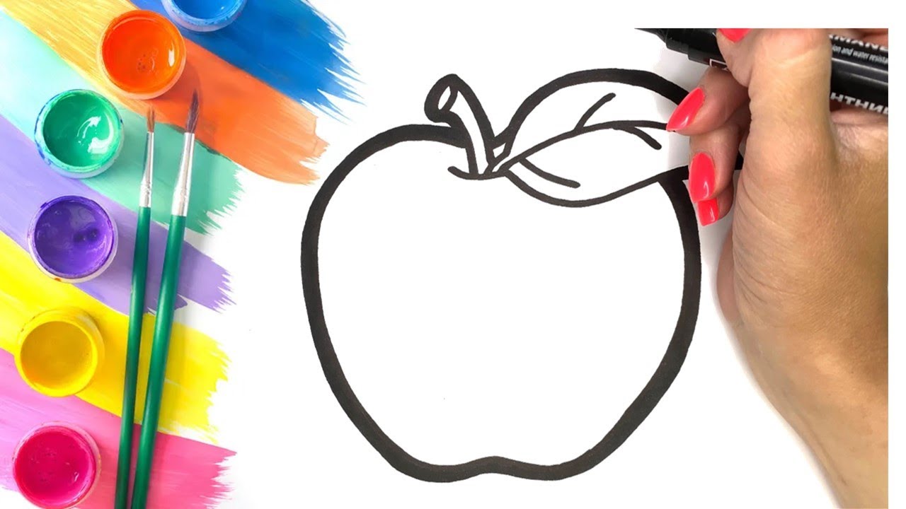 How to Draw an Apple / Cara Menggambar Apel / Cómo dibujar una manzana ...