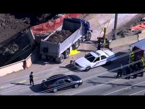 Police investigate collision scene - YouTube