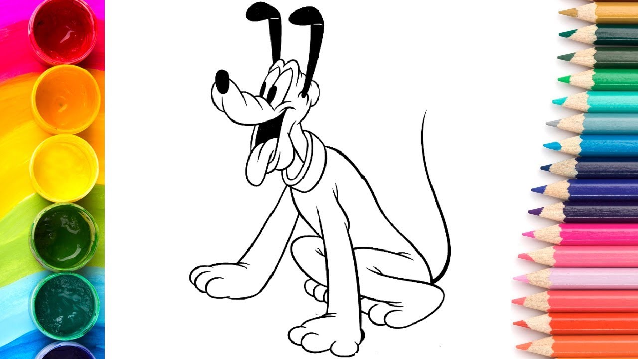 Learning Colors | Drawing And Coloring Pluto With Glitter And Markers ...