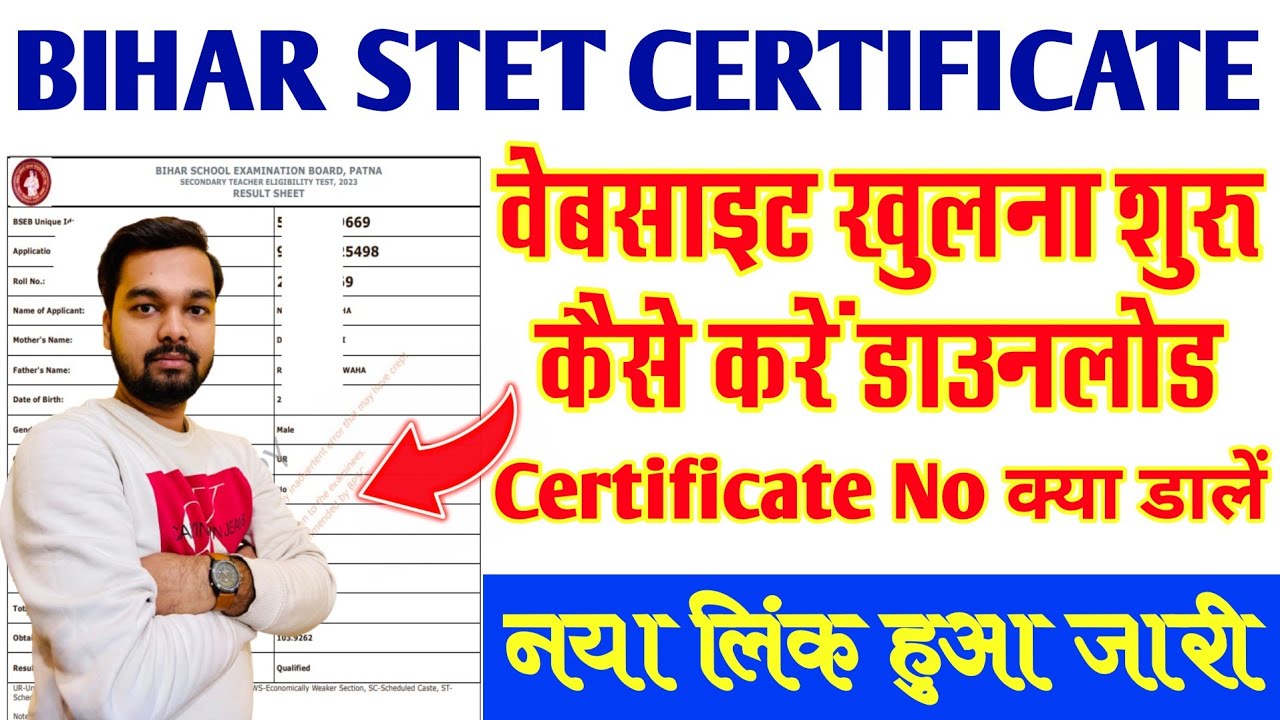 Bihar STET Certificate 2023 Download Kaise Kare | Bihar STET New Result ...