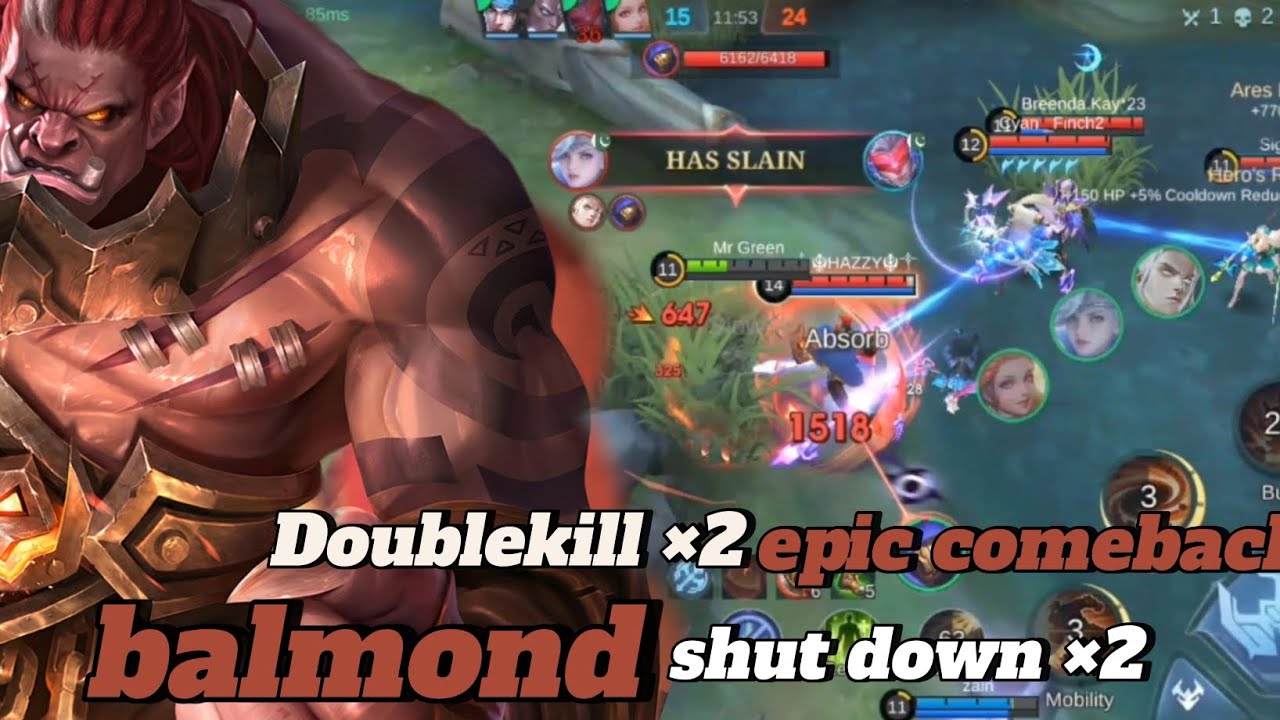 Balmond | Doublekill ×2| shut down ×2| epic comeback|9 kill| mobile legends bang bang - YouTube