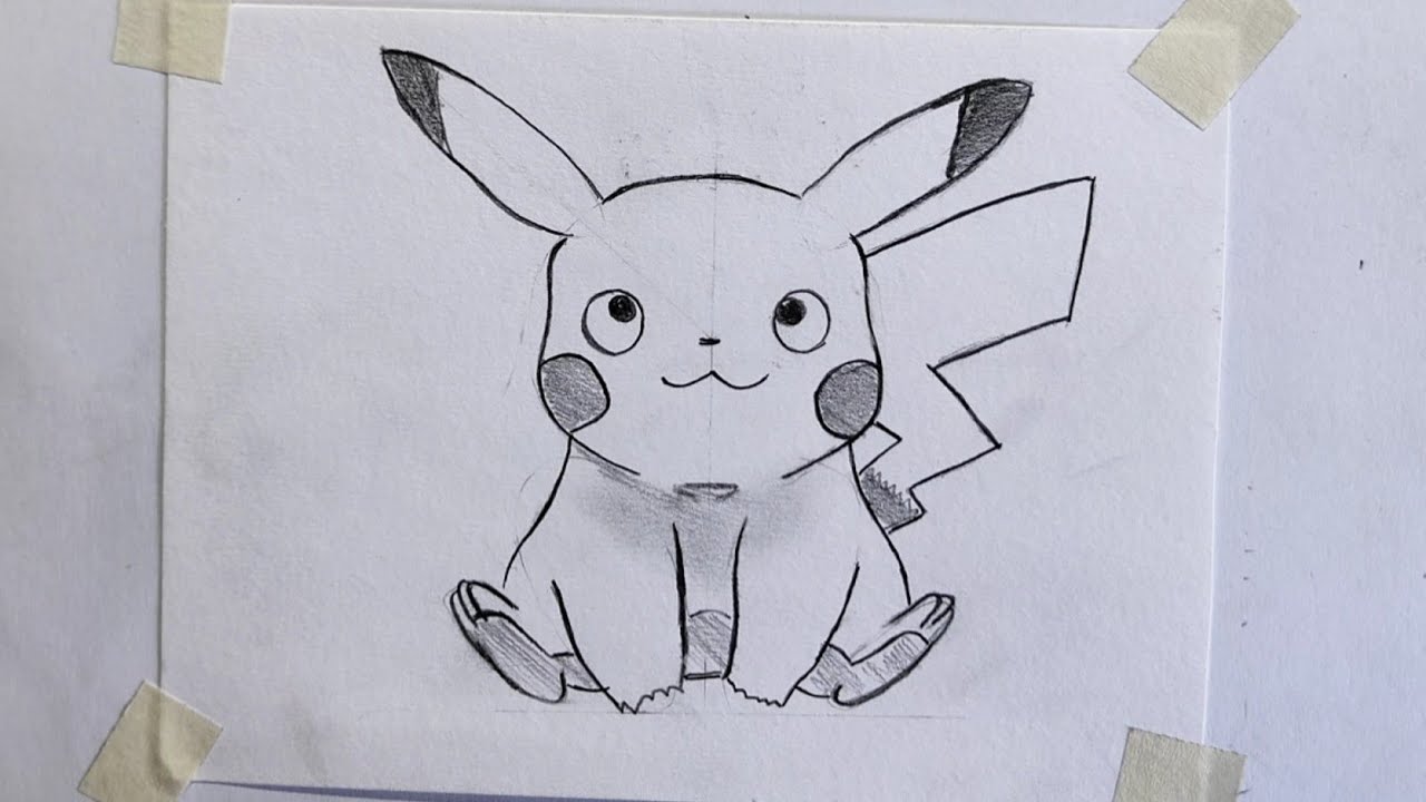 Cute Pikachu drawing || Step by step Pikachu drawing || Easy drawing ...